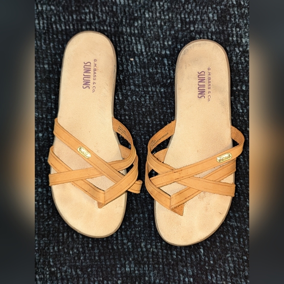 Dansko | Shoes | Vintage Gh Bass Sunjuns Sharon Strappy Leather Sandals Flip Flops 75 W Tan ...